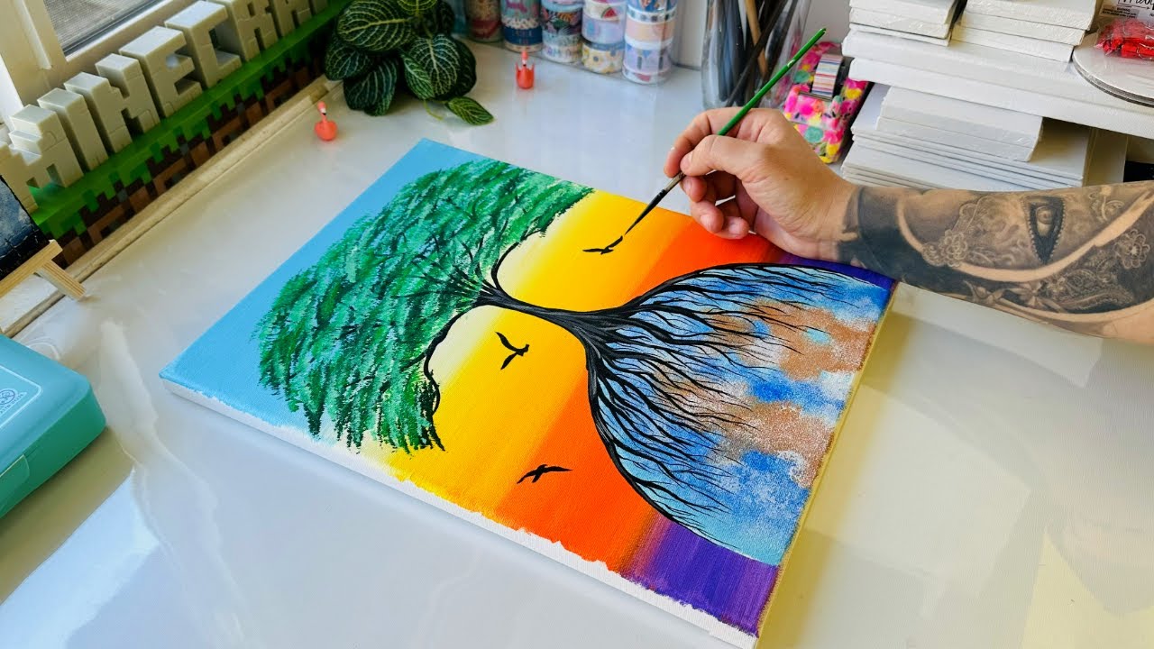 How To Paint TREE OF LIFE Acrylic Painting Tutorial for Beginners - YouTube