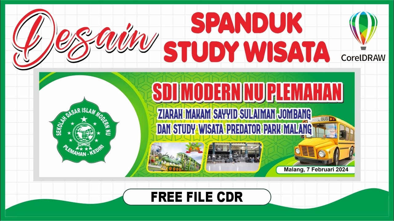 DESAIN SPANDUK STUDY WISATA COREL DRAW (FREE DOWNLOAD CDR) - YouTube