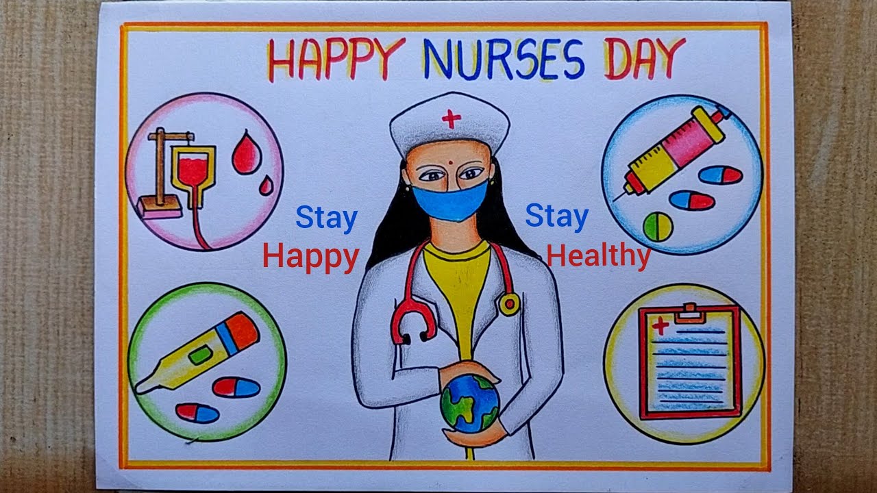 International Nurses Day Poster drawing easy, 12 May| Happy Nurses Day ...