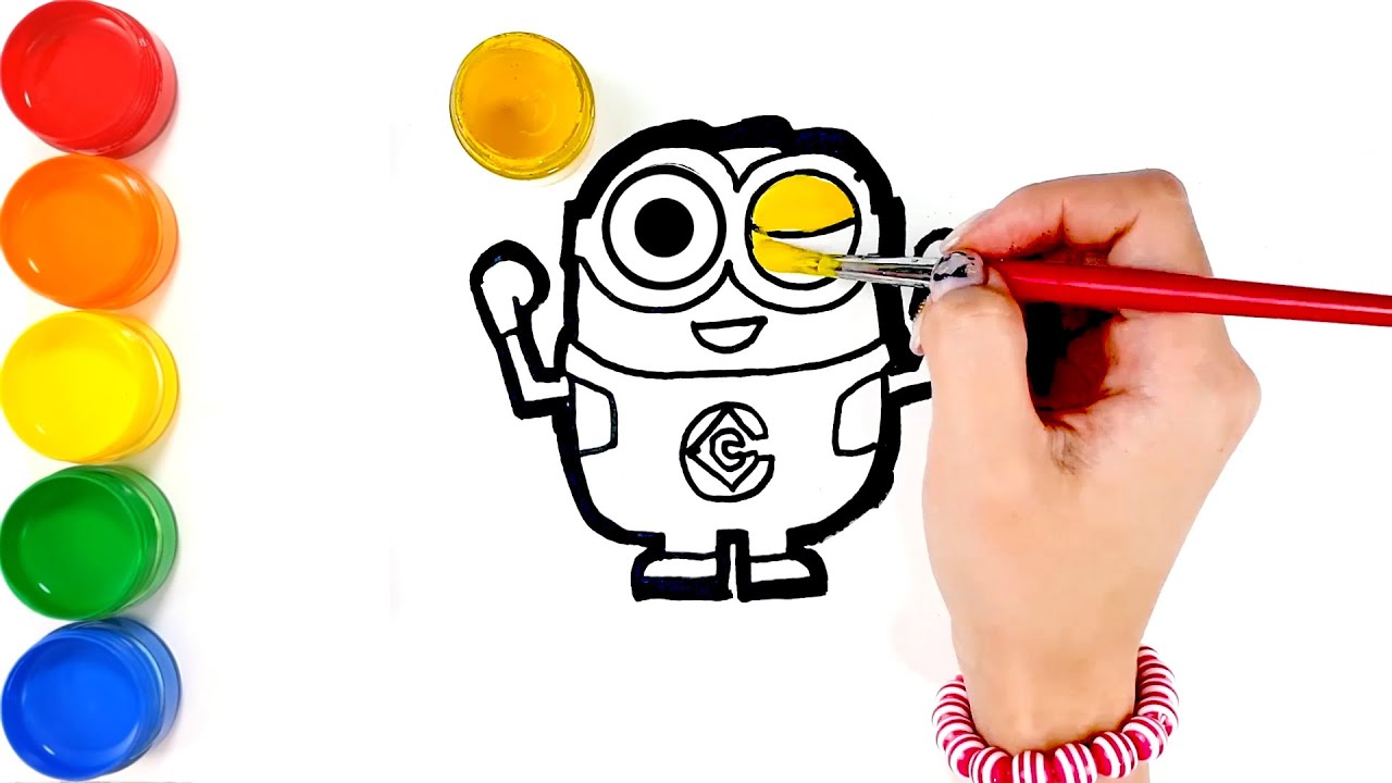 [Minions] Glitter minions coloring and drawing for kids,Toddlers. Learn ...