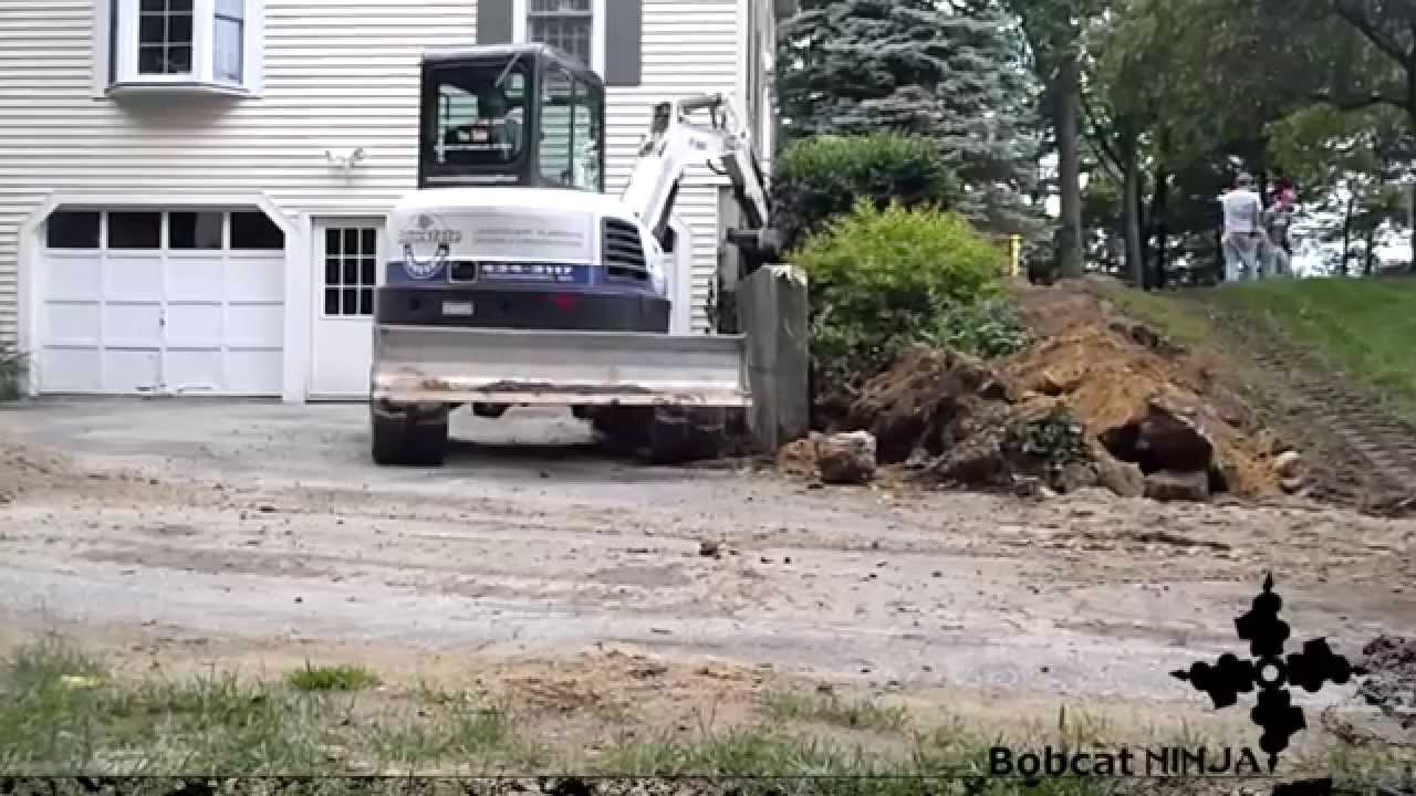 Mini Excavator Wall Demolition - YouTube