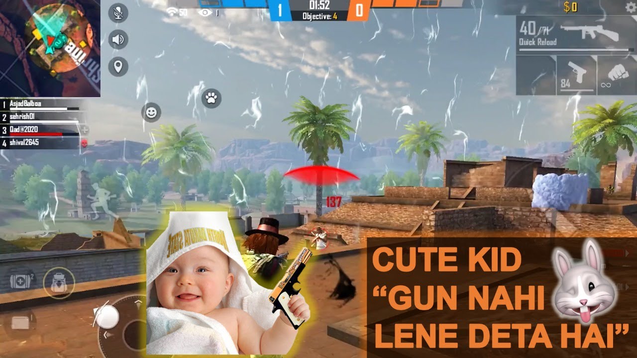 CUTE KID IN FREE FIRE | PLAYING FREE FIRE CLASH SQUAD WITH A CUTE ...