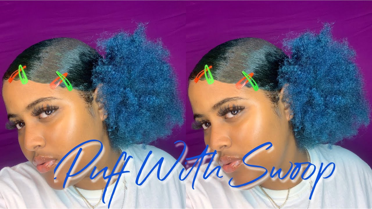 TWO PUFF WITH SWOOP + EDGES🌀🥶| BLUE NATURAL HAIR💙 | EN ESPAÑOL🇩🇴 ...