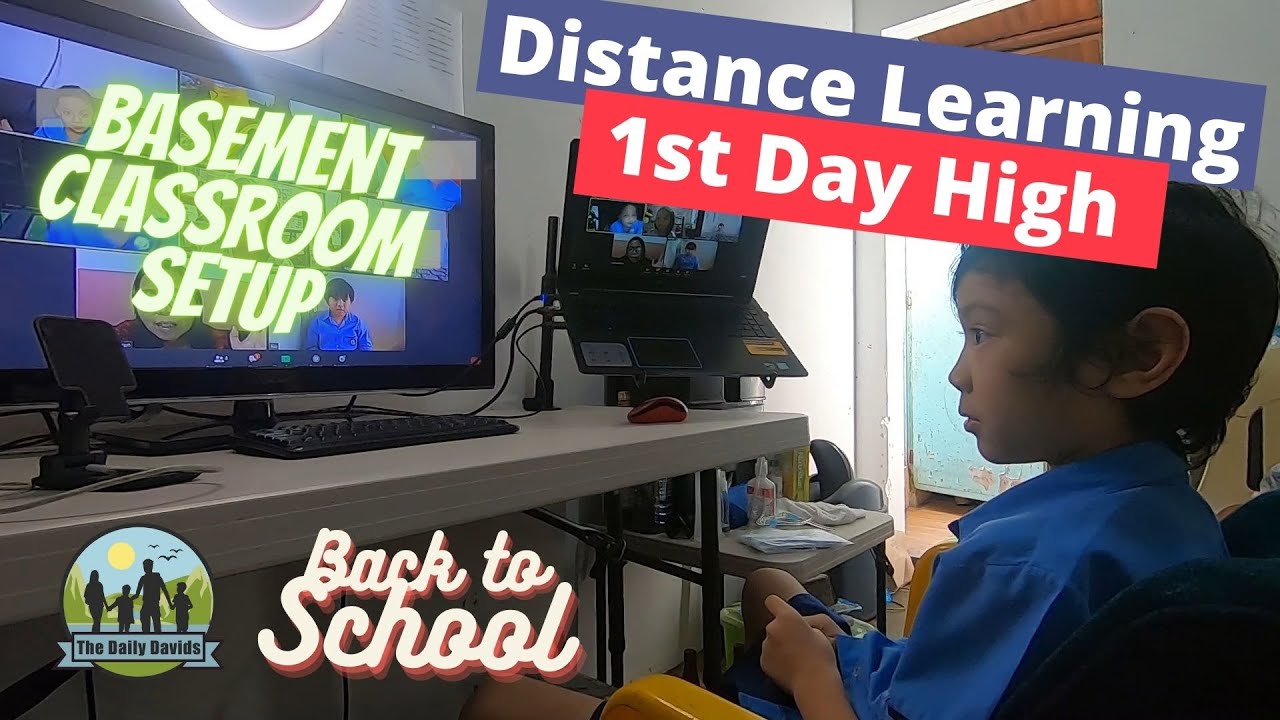 First Day of Distance Learning Basement Classroom Setup - YouTube