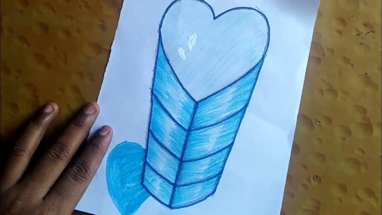 How to draw 3d heart | easy 3d drawing | 3d drawing for beginners ...