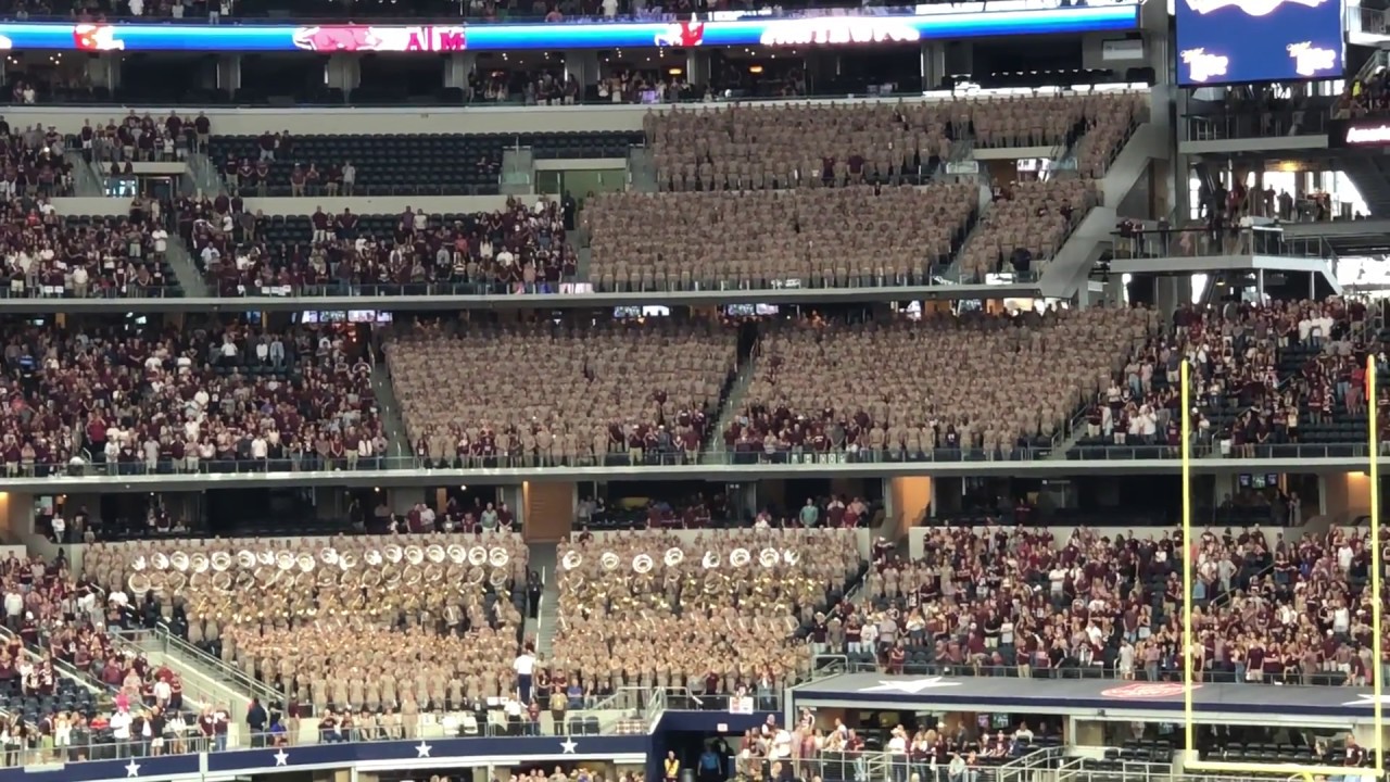 Texas Aggie Entrance and Aggie War Hymn Arkansas Game in Dallas 2018 ...