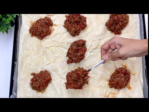 😍CANIM LAHMACUN ÇEKTİĞİNDE HEP BUNU YAPARIM ❗️En Kolay Lahmacun Böreği Yufkadan 🫔 Çiçekintarifleri