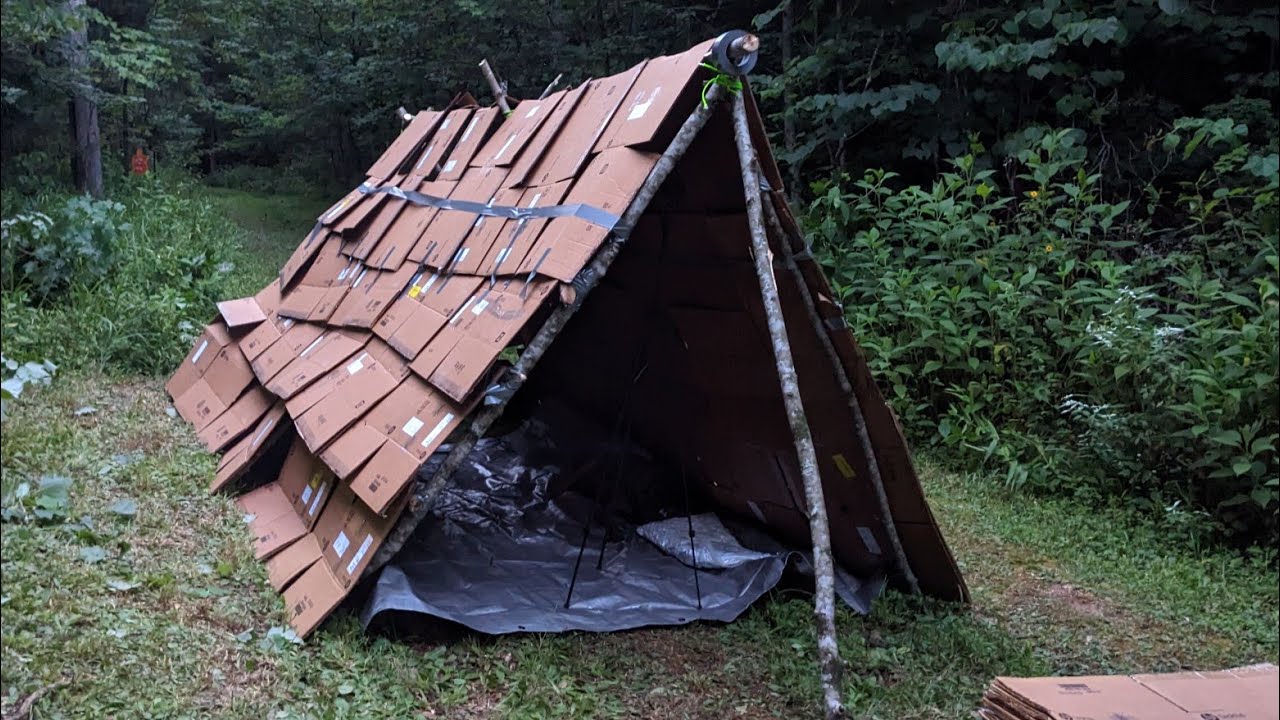 Camping Overnight in a Cardboard Cabin. Awesome August Begins - YouTube