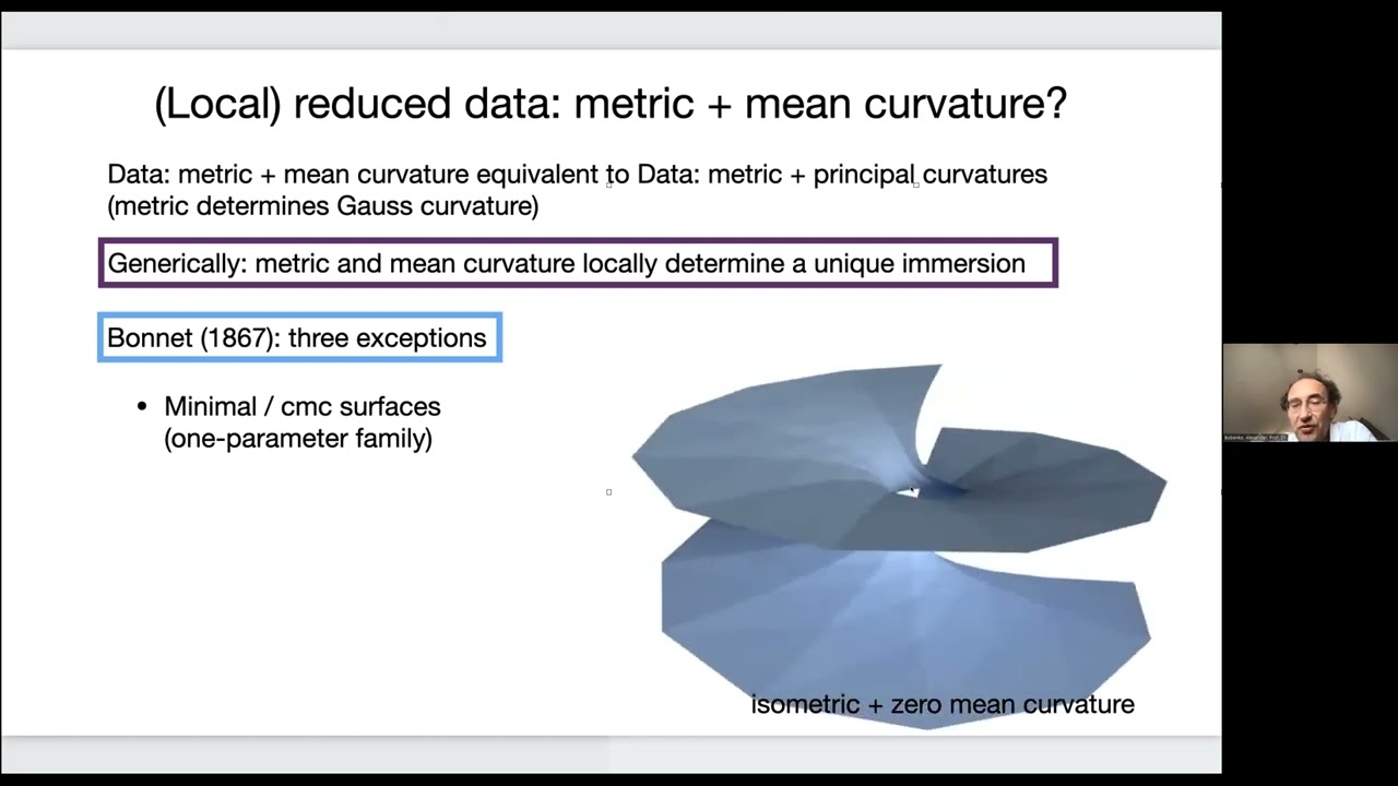 Alexander Bobenko (7/28/22): Is a surface characterized by its metric ...