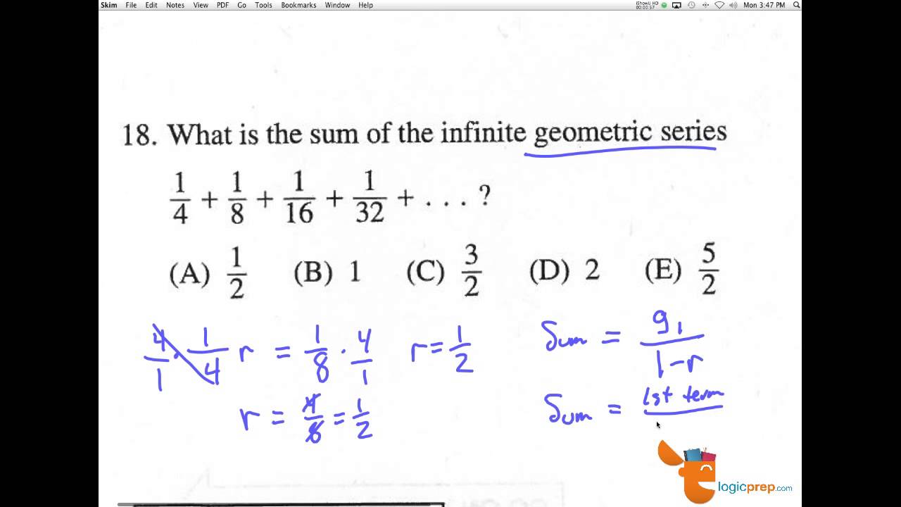 SAT SUBJECT TEST. Math level 2, Test 1, Question 18 - YouTube