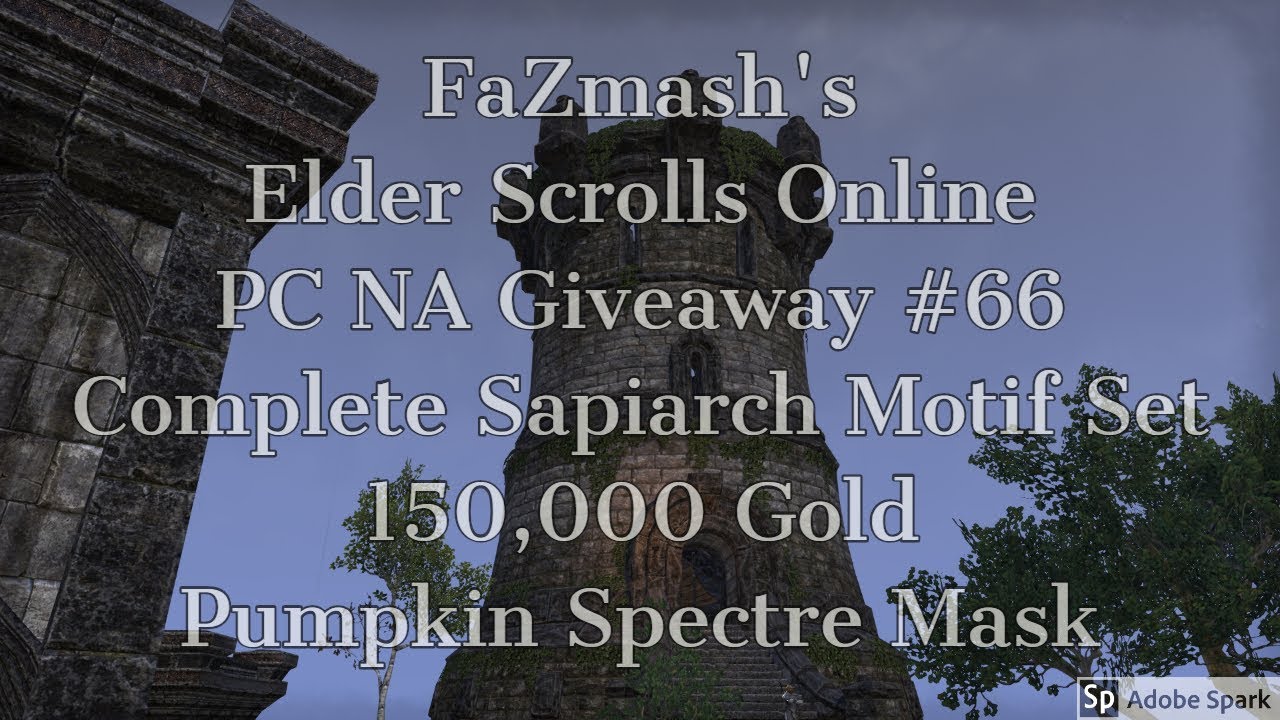 ESO PC NA Giveaway #66 - Complete Sapiarch Motif Set, 150,000 Gold ...