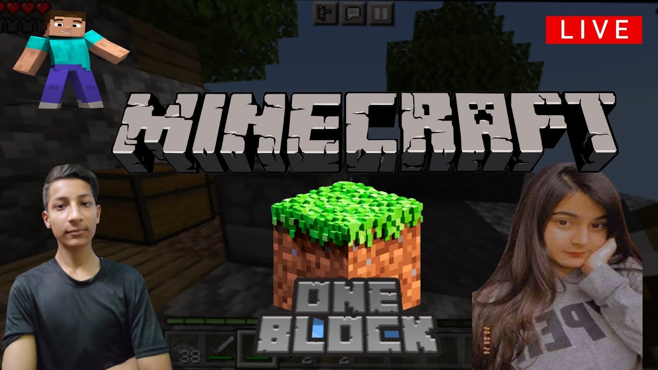 ONE BLOCK MINECRAFT LIVE STREAM 🔴 | ME VS SHE😂 | AAJAO GUYS - YouTube