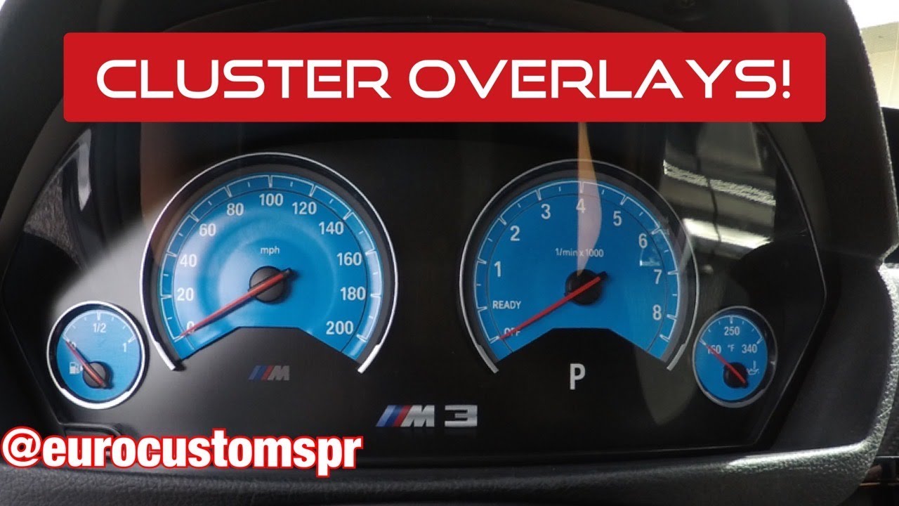 BLUE CLUSTER OVERLAYS ON MY BMW F80 M3 - BY EUROCUSTOMSPR - YouTube