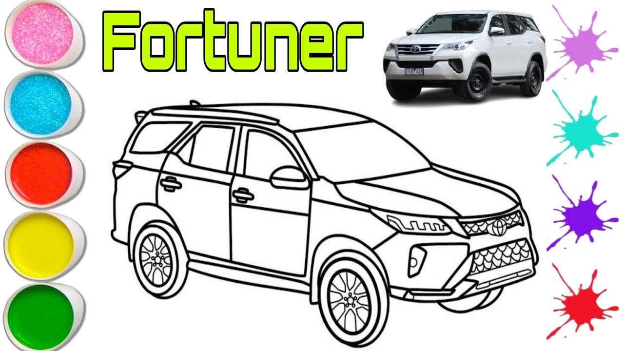 Fortuner car Drawing, Colouring for kids, Toddlers | Basic Drawing for ...