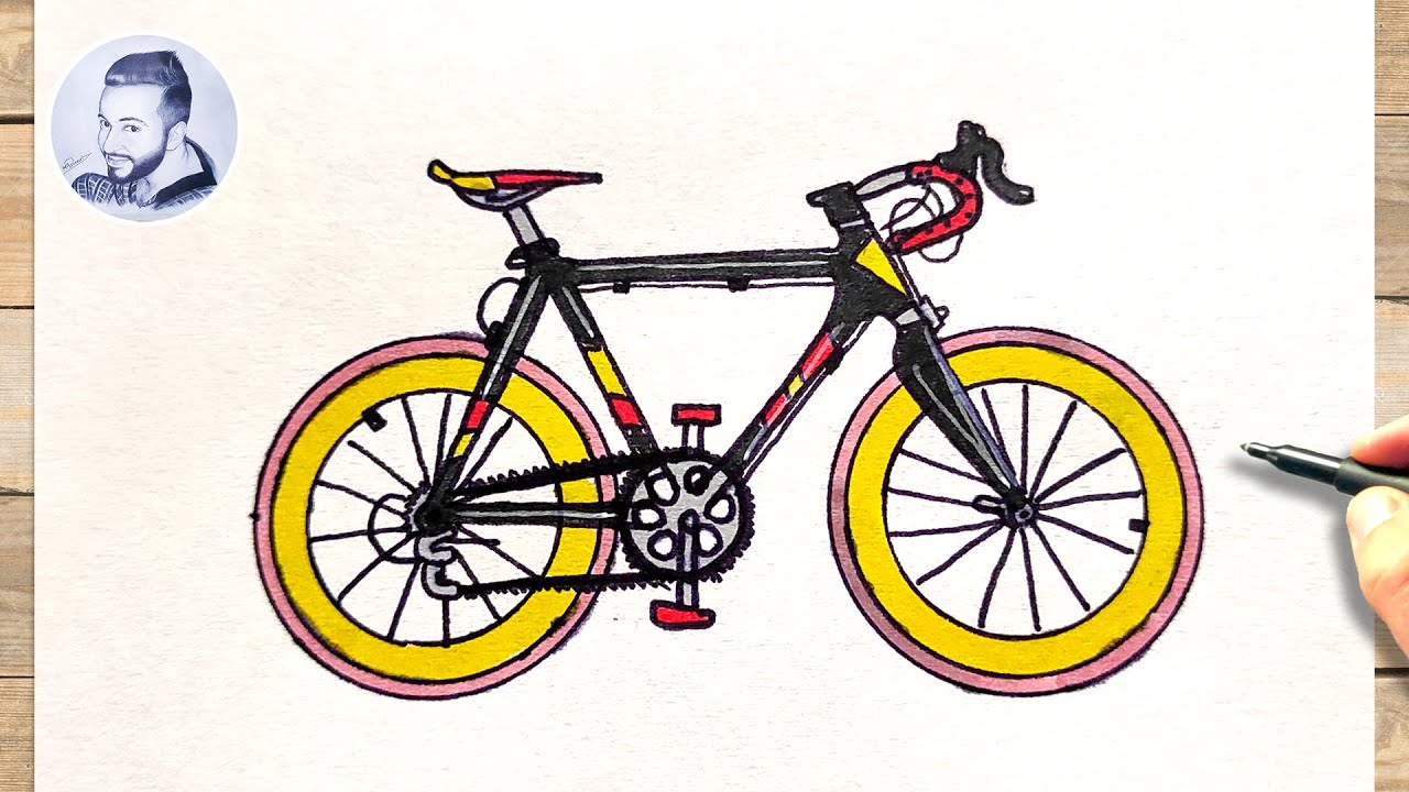 Comment dessiner un vélo de course - YouTube