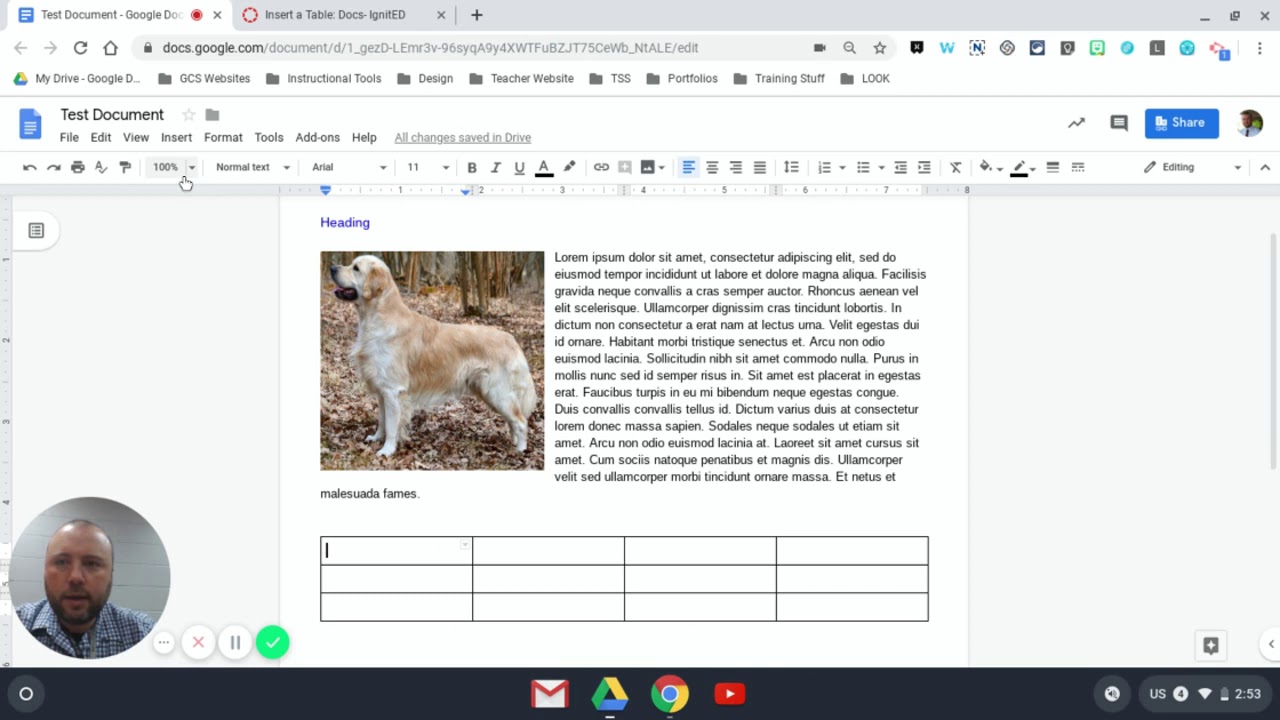 Inserting a Table (Docs 101) - YouTube
