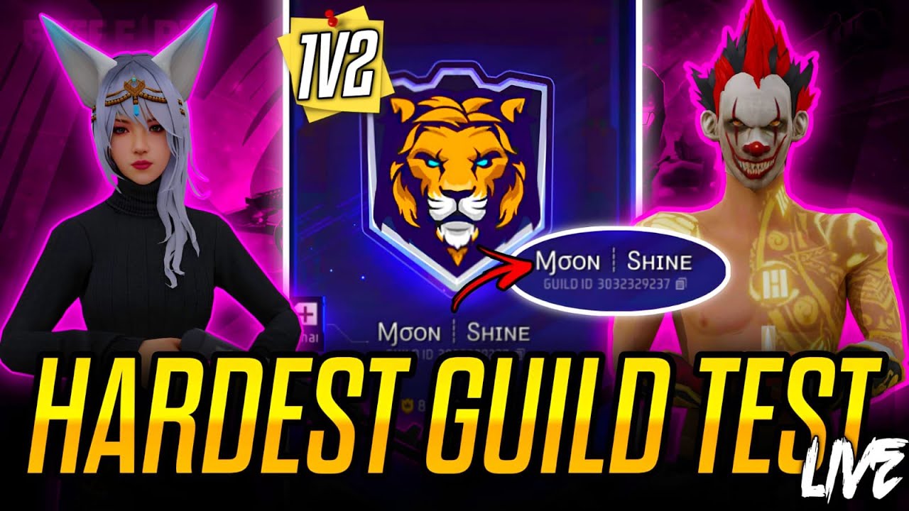 🔴[Live]Surprise😍 FREE FIRE LIVE GUILD TEST |1 V 2|💓AG MOON IS LIVE😍|# ...