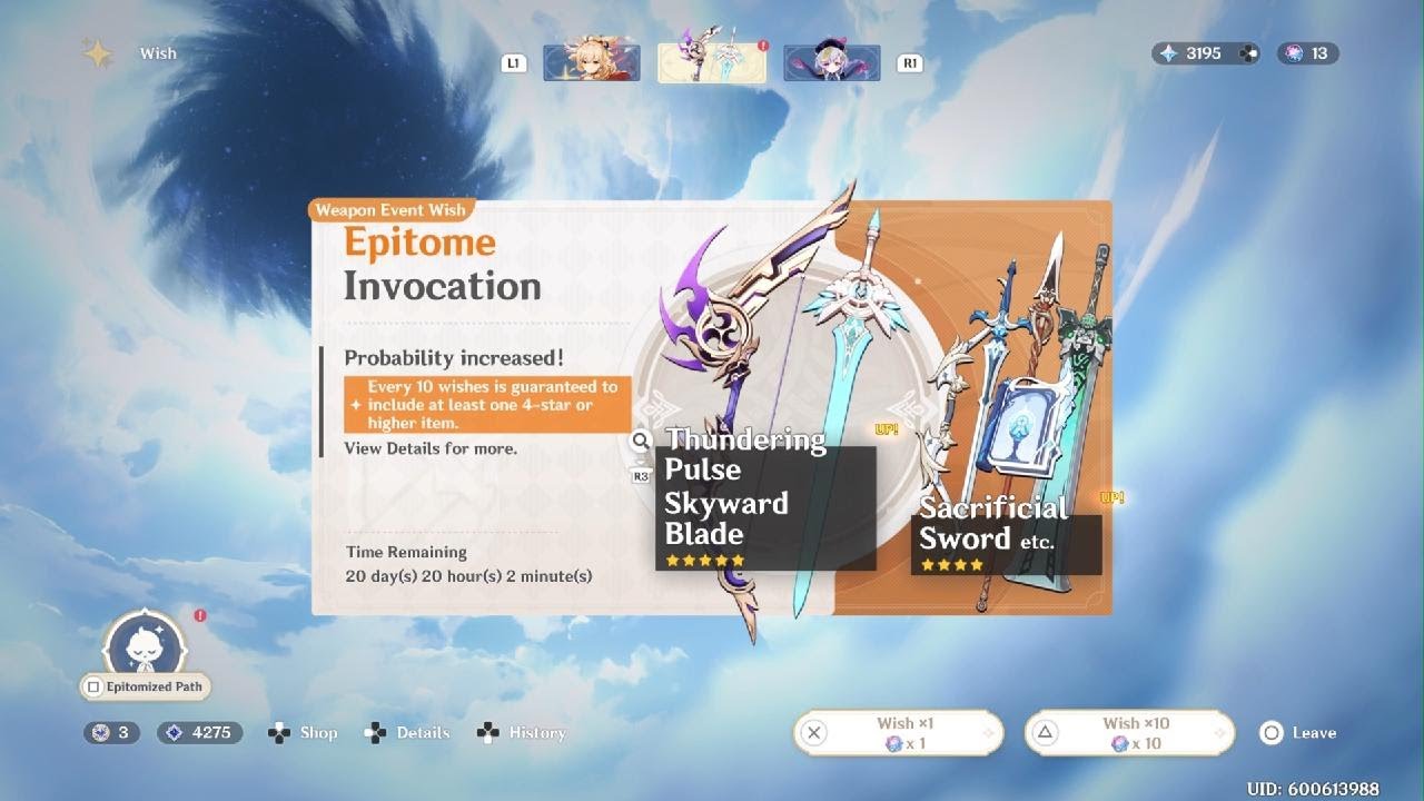 Genshin Impact first multi wishing for Thundering pulse bow - YouTube