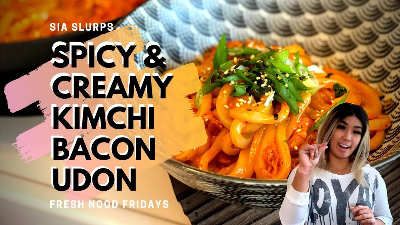 How to make SPICY & CREAMY KIMCHI BACON UDON ft Samyang Buldak Kimchi ...