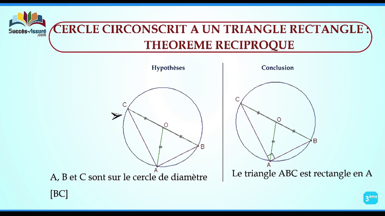 Triangle rectangle et cercle circonscrit 2/2 - YouTube