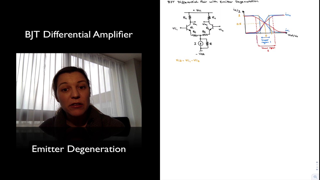 Bjt differential amplifier with emitter degeneration