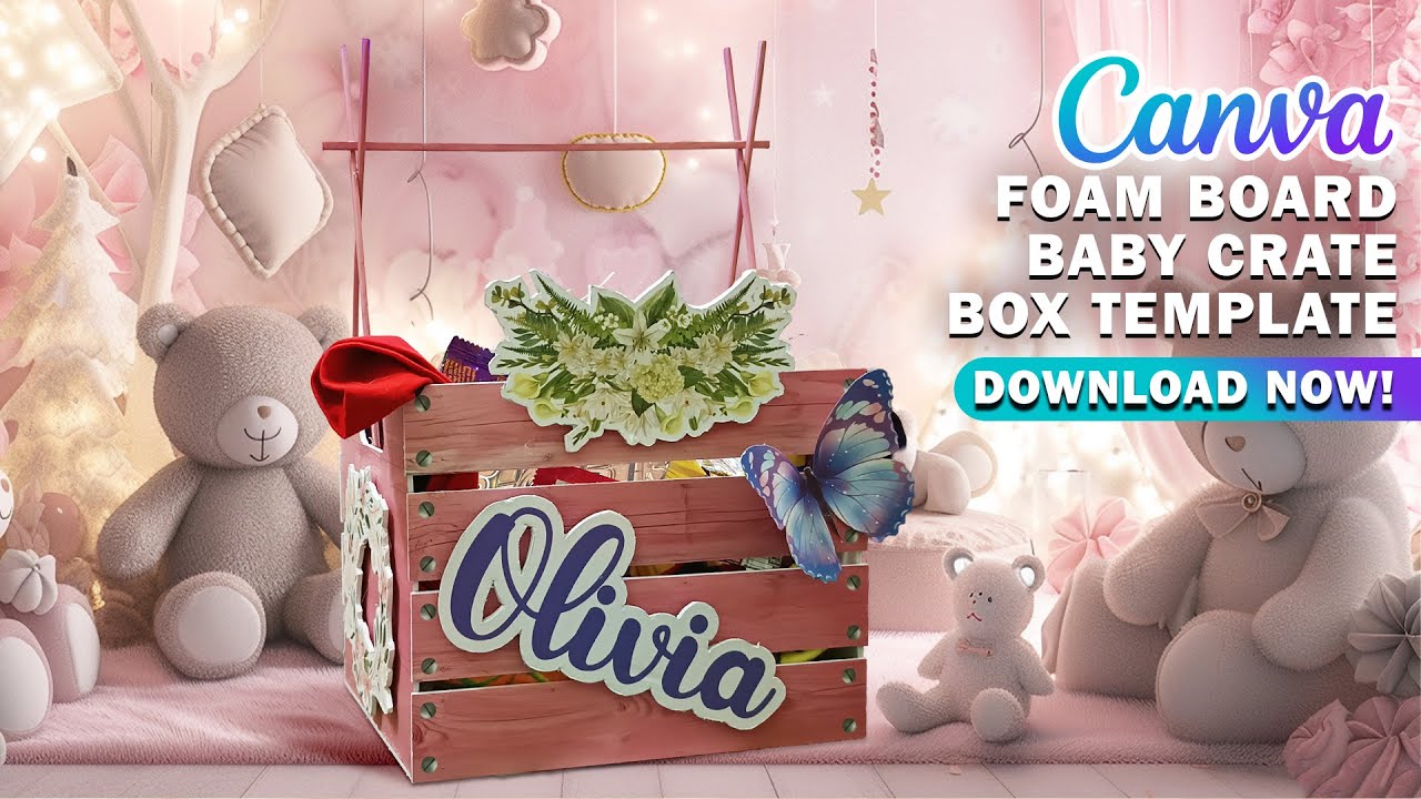 How To Make Crate Gift Box, Custom Crate Gift Basket Template, Baby ...