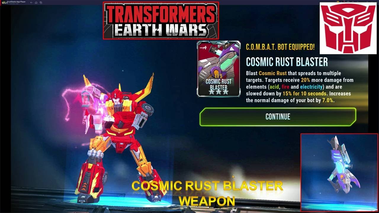 Transformers Earth Wars - Unlock Weapon COSMIC RUST BLASTER (3 STAR ...