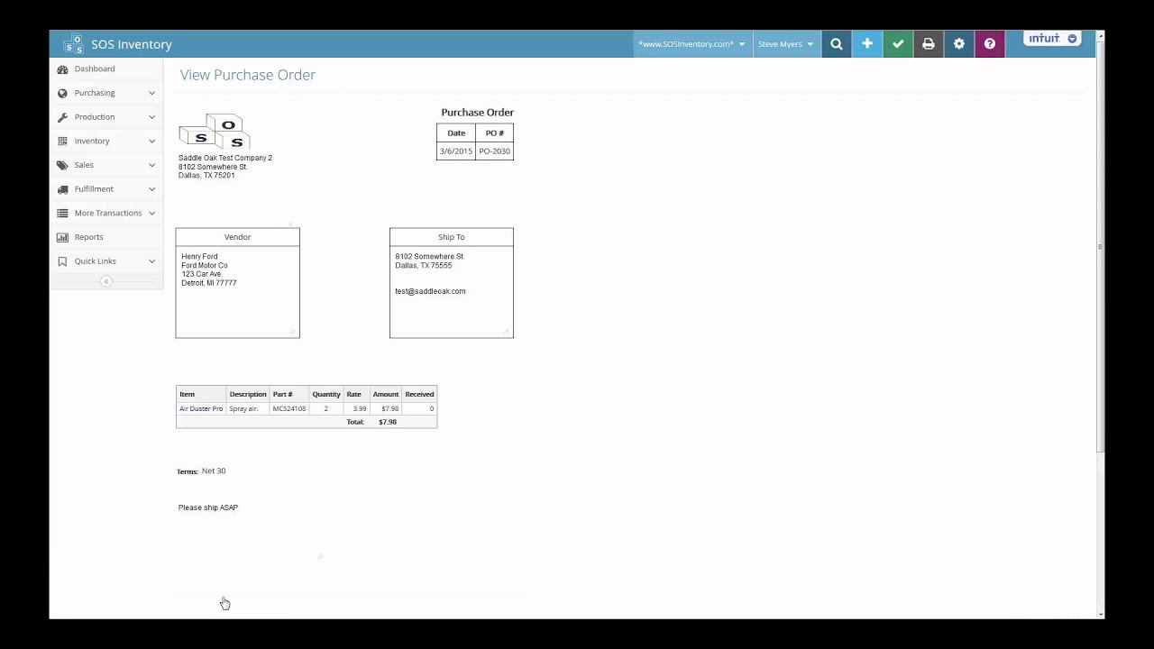 SOS Inventory - Purchase Orders and Item Receipts - YouTube