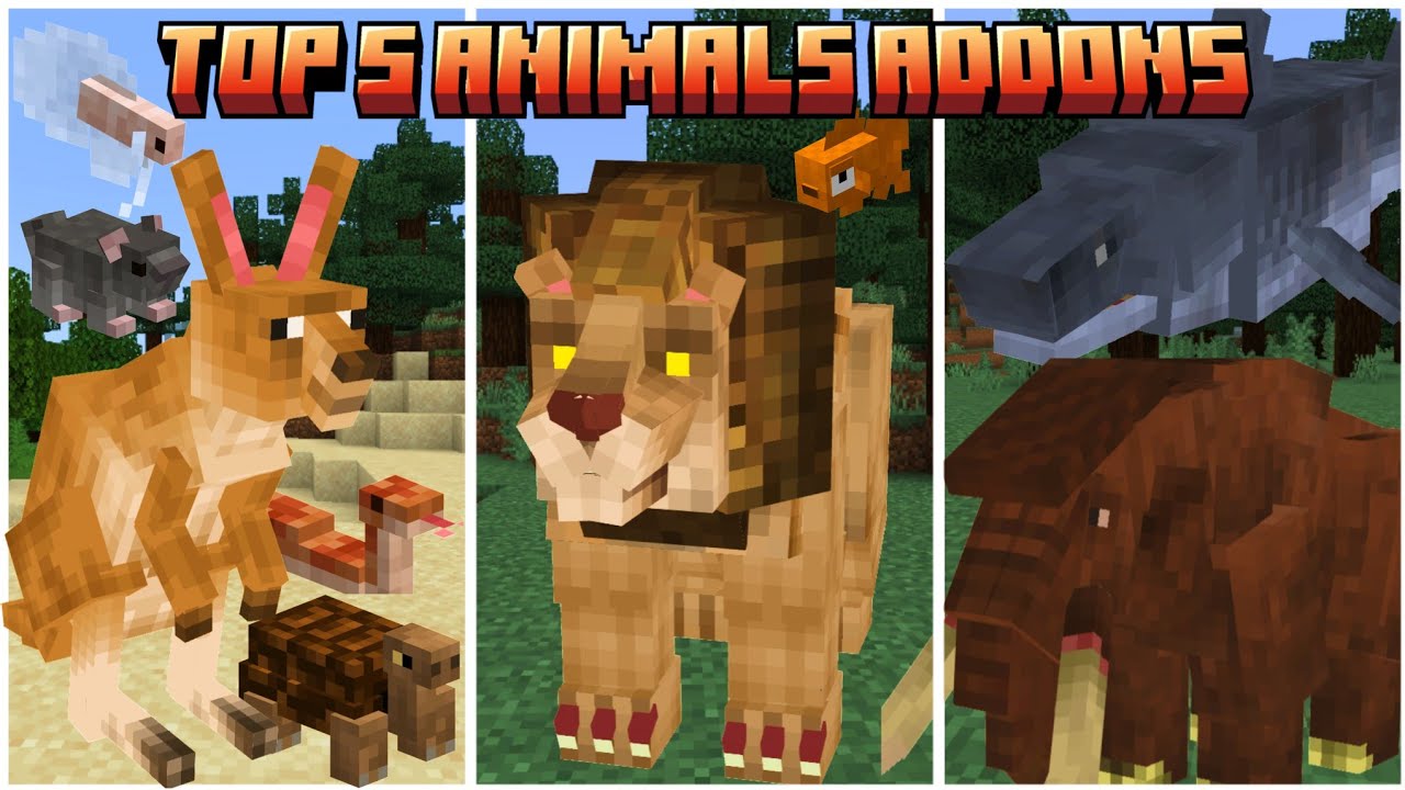 5 ADDONS DE ANIMALES PARA MINECRAFT PE 1.21 | MODS DE ANIMALES PARA ...