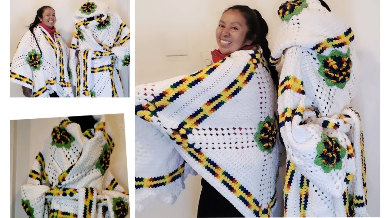 Hermosos Abrigo Y Capa de Cuadros Y Flores A Crochet 🧶 Facil Tutorial 🧶 ...