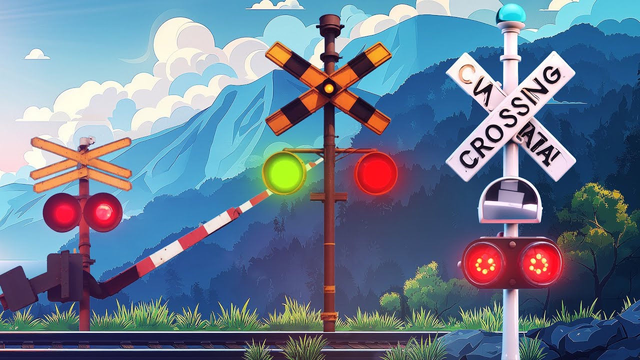 Funny dancing Railroad crossing signals 2D Animation | Railroad ...