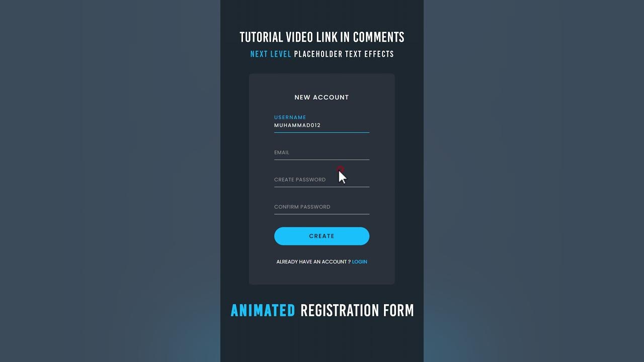 Animated Registration Form in Html CSS & Javascript | Floating Placeholder Text Effect #shorts ...