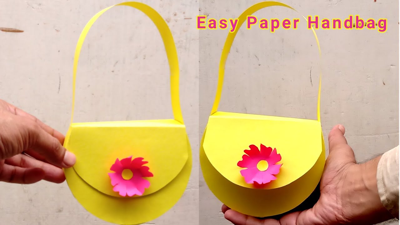 paper hand bag || Easy origami hand bag tutorial || paper purse ...