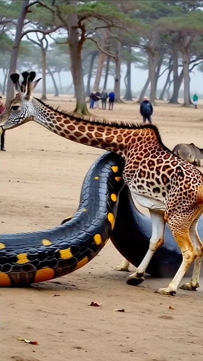 Giraffe wrapped in anaconda - YouTube