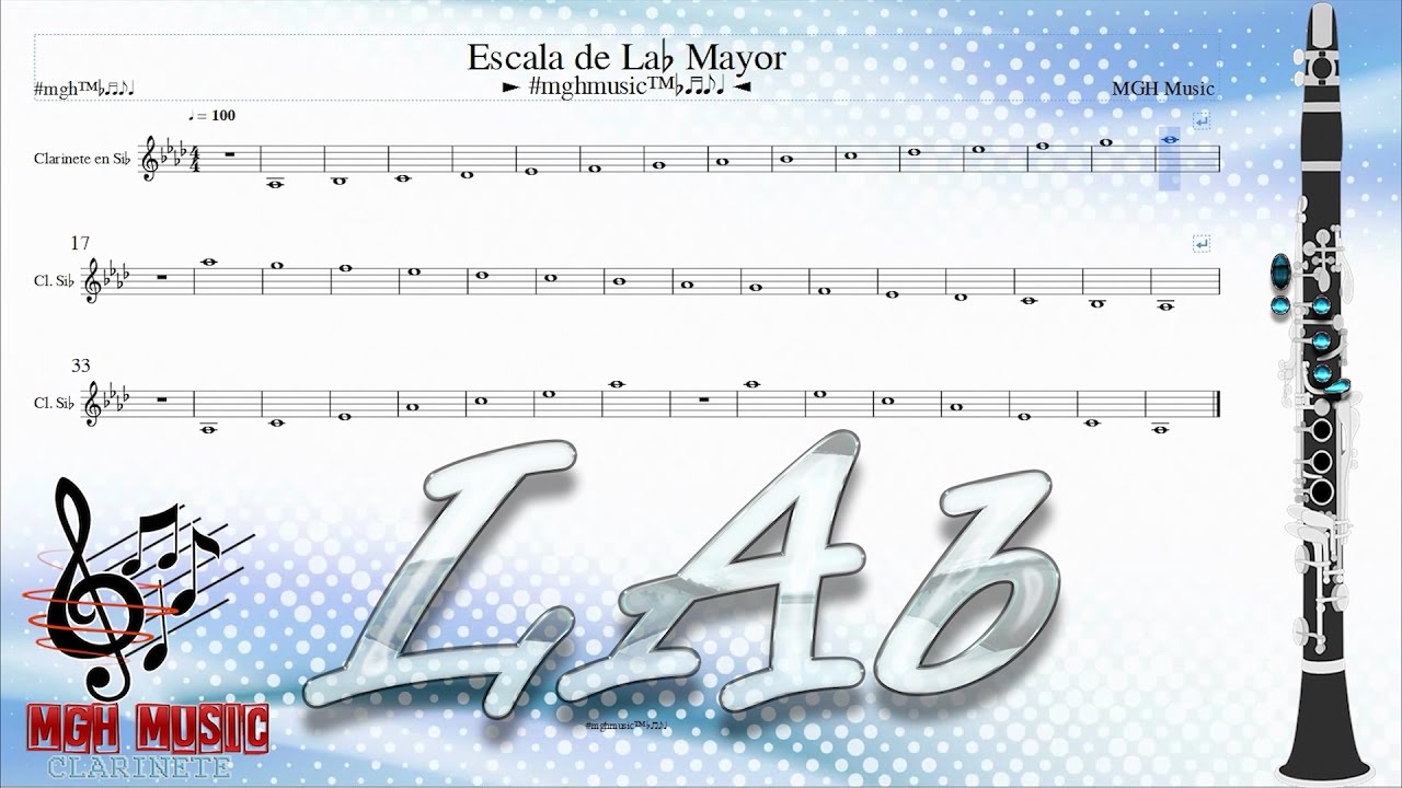 Escala de Lab mayor | como tocar | posiciones en clarinete Bb | MGH ...