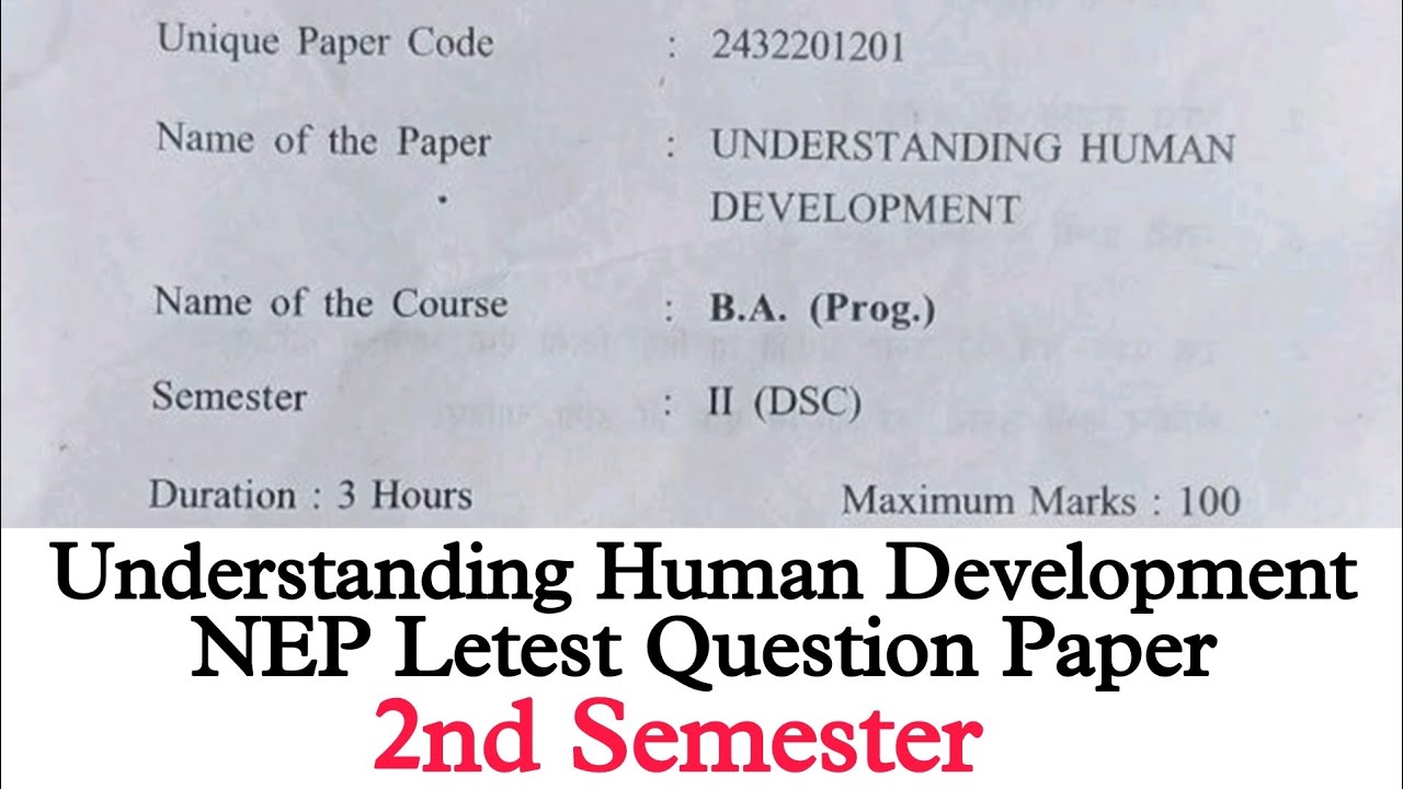 Understanding Human Development NEP Letest Question Paper & Exam ...