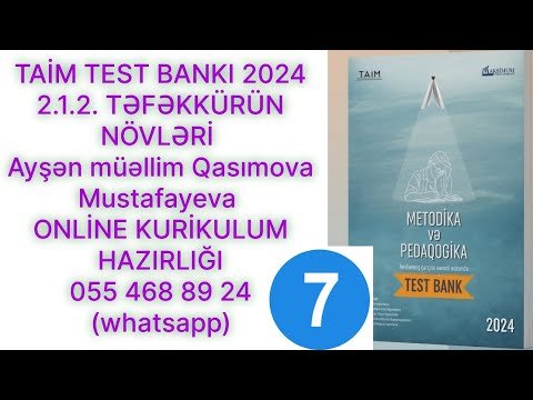 TAİM TEST BANKI 2024 . 2.1.2. TƏFƏKKÜRÜN NÖVLƏRİ Ayşən Qasımova M. 055 468 89 24