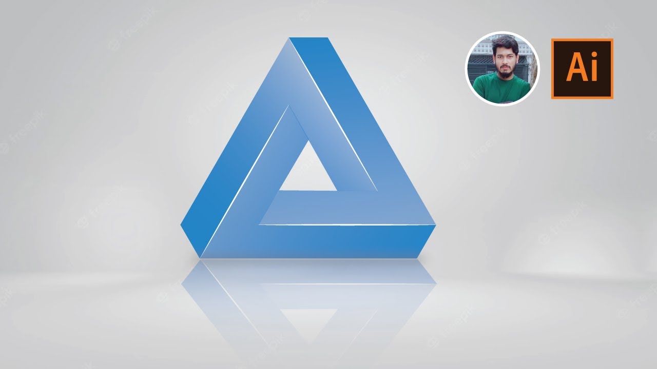 How to Design Impossible Triangle Shape । 3D illusion, Penrose triangle। Adobe Illustrator ...