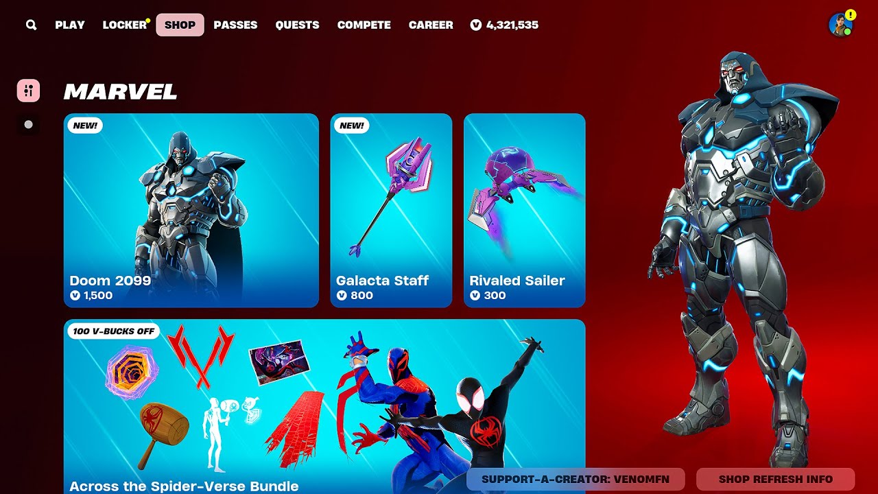 Doom 2099 Skin & Cosmetics Fortnite Item Shop Showcase! - YouTube