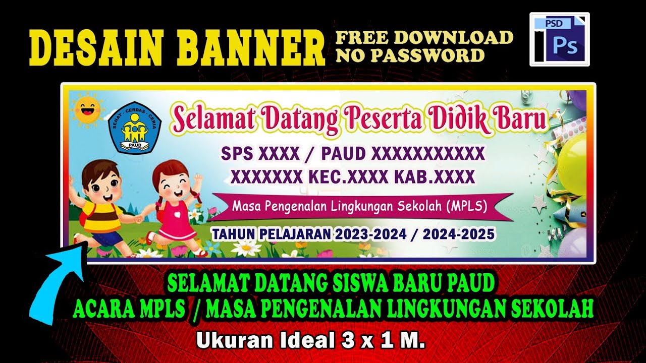 CONTOH DESAIN BANNER KEGIATAN SEKOLAH PAUD / TK - YouTube