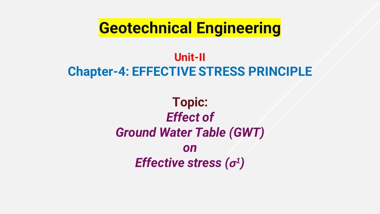 Effect of Ground Water Table GWT on Effective stress (σ1) - YouTube
