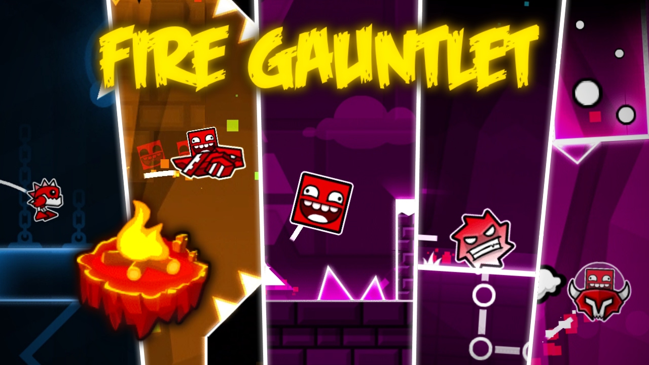 Geometry Dash - Fire Gauntlet (all levels, all coins) [1k user coins ...