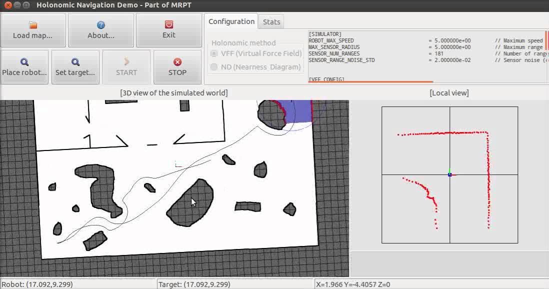 MRPT App: holonomic-navigator-demo - YouTube