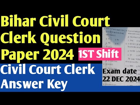 Bihar Civil Court Clerk Question Paper 2024 | Answer Key | District ...