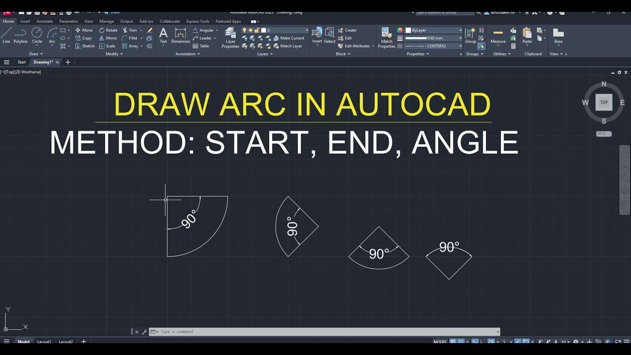 #Start End Angle, #basics, Arc in AutoCAD, #autocadd, Basics of AutoCAD ...