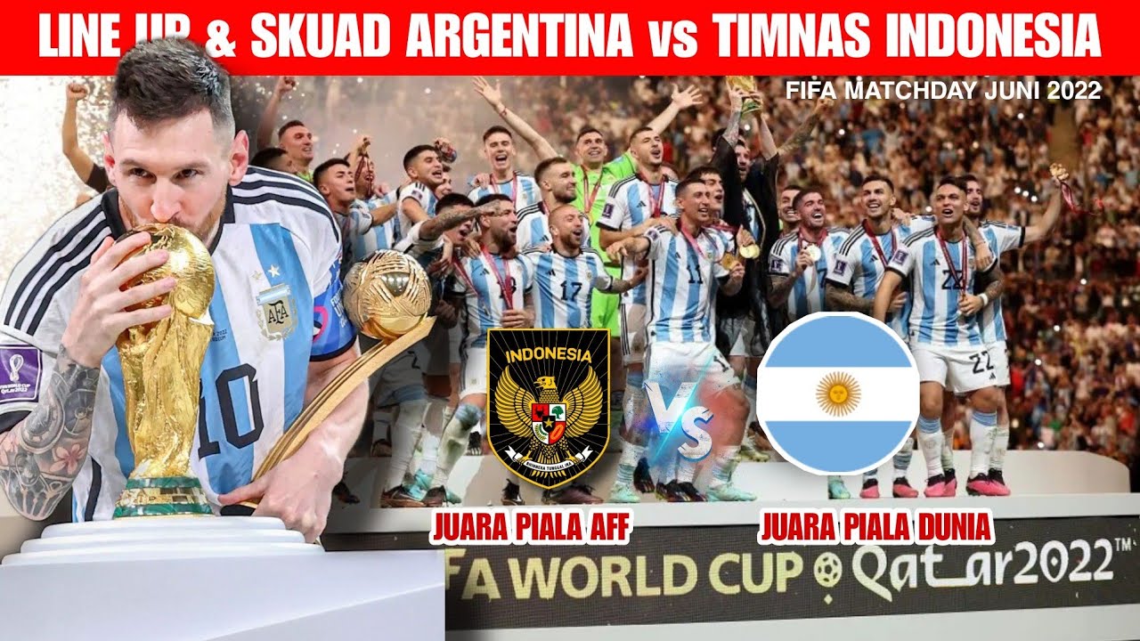 Skuad Timnas Argentina vs Timnas Indonesia FIFA Matchday Juni 2023 ...