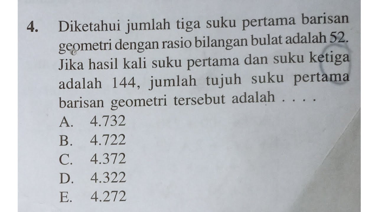 Diketahui Jumlah Tiga Suku Pertama Barisan Geometri Dengan Rasio diketahui-jumlah-tiga-suku-pertama-barisan-geometri-dengan-rasio