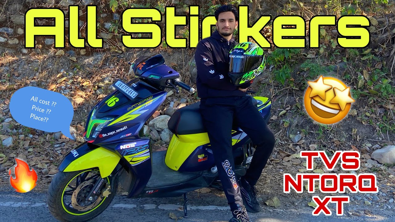 My TVS NTORQ XT 💚all stickers details review 🤩 | TVS NTORQ XT - YouTube