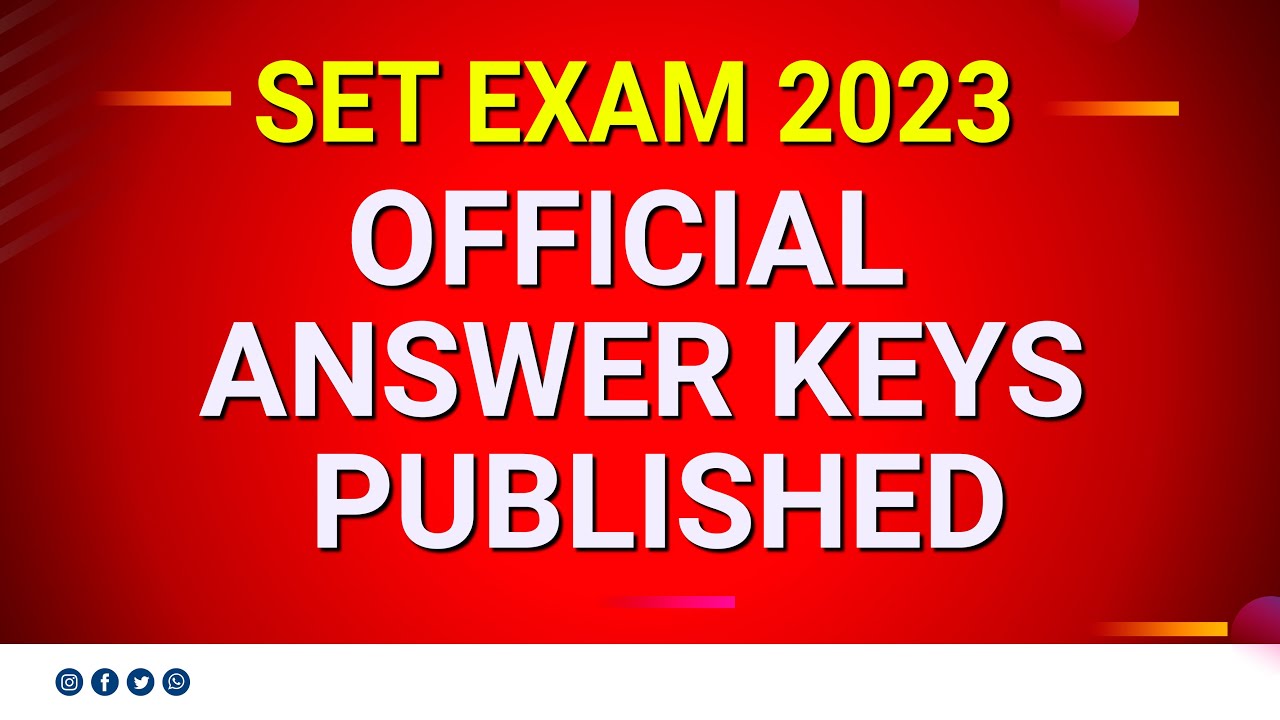 SET EXAM 2023 Official answer keys published - YouTube