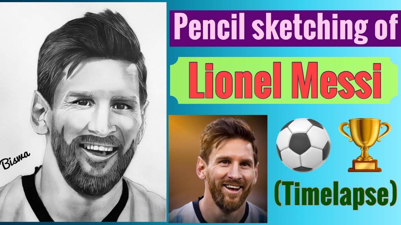 Lionel Messi Pencil sketch (Time-lapse) - YouTube